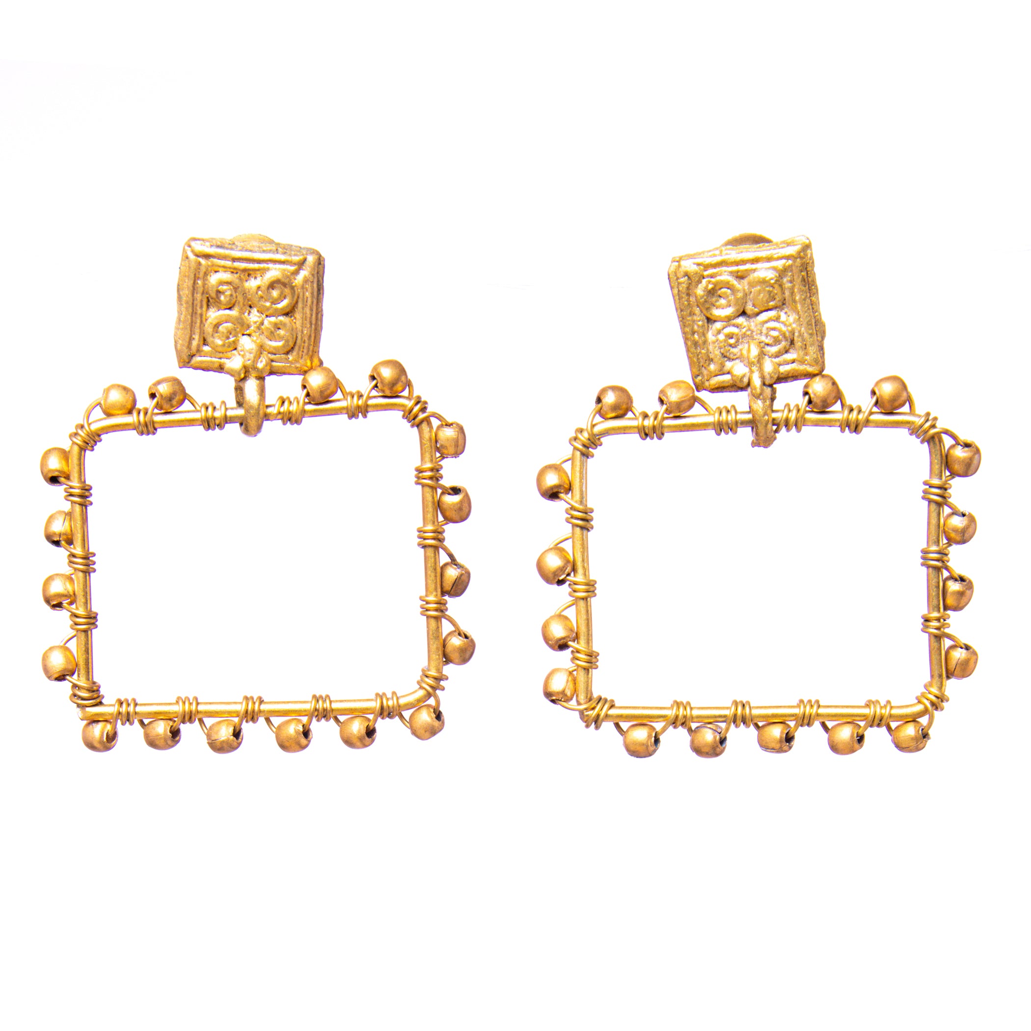 Buy Handcrafted Gold Tone Box Earrings Online On Zwende