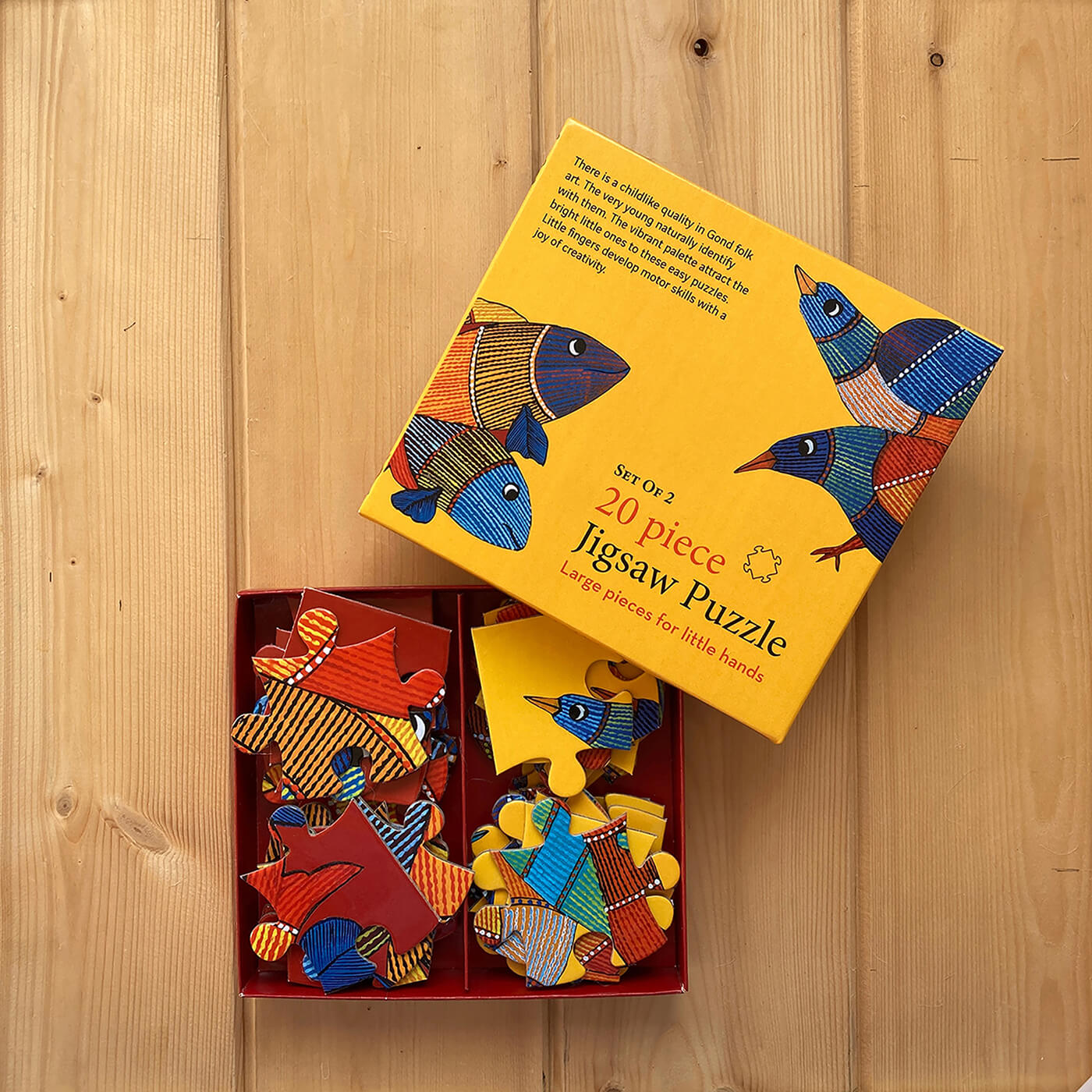 Buy Gond Bird & Fish - 20 Piece Jigsaw Puzzle - Set of 2 Online On Zwende