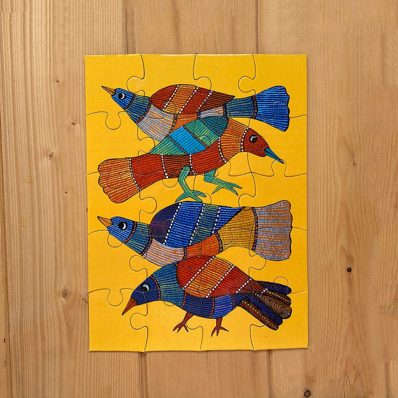 Gond Bird & Fish - 20 Piece Jigsaw Puzzle - Set of 2 – Zwende