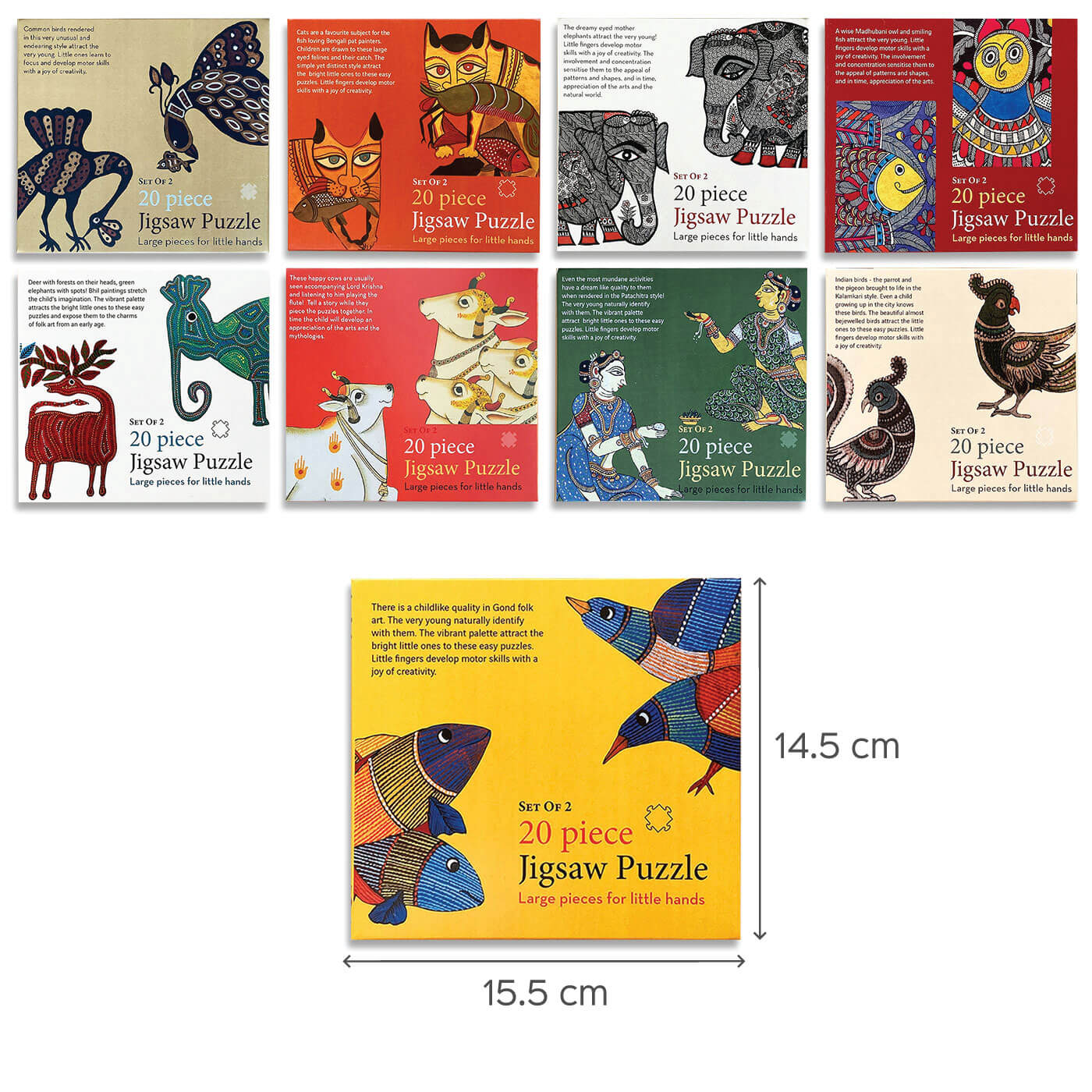 Buy Sohrai Birds - 20 Piece Jigsaw Puzzle - Set of 2 Online On Zwende