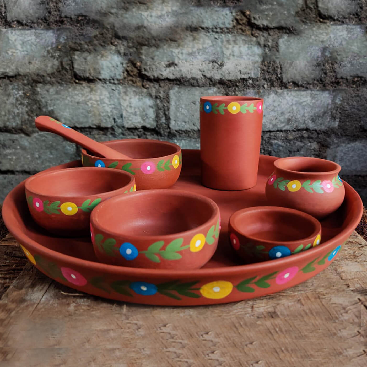 Buy Handpainted Terracotta Thali Set Online On Zwende