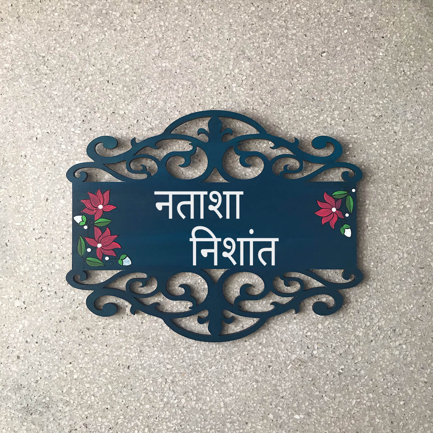 Buy Hindi / Marathi Hand Painted Madhubani Art Rectangle Nameboard ...