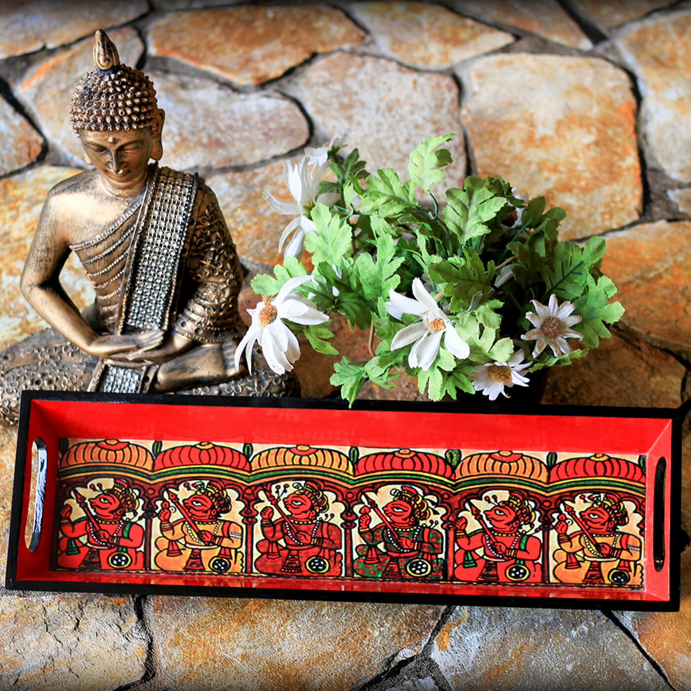 Buy Ethnic Decoupage Phad MDF Tray - Narrow Online On Zwende