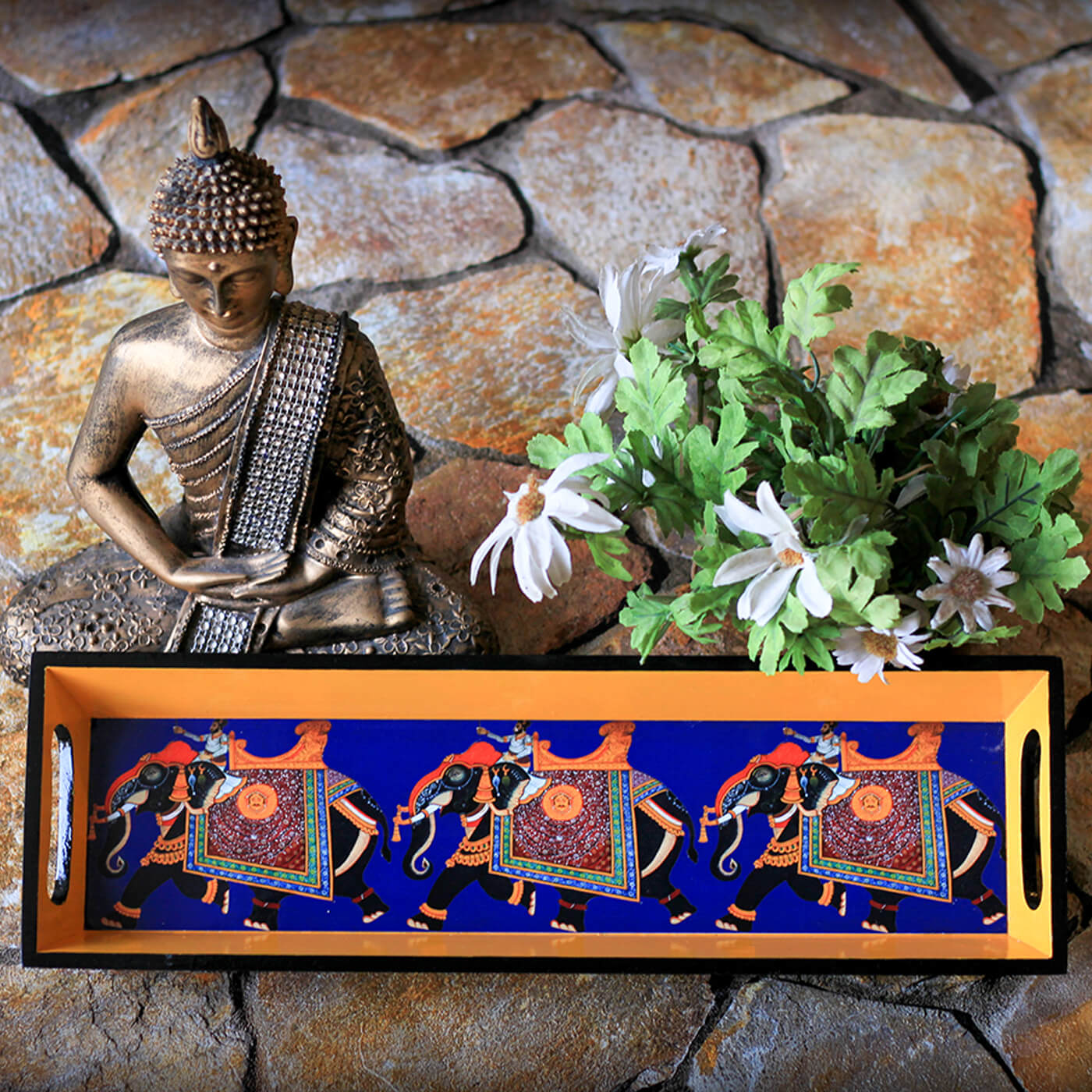 Buy Ethnic Decoupage Elephant MDF Tray - Narrow Online On Zwende