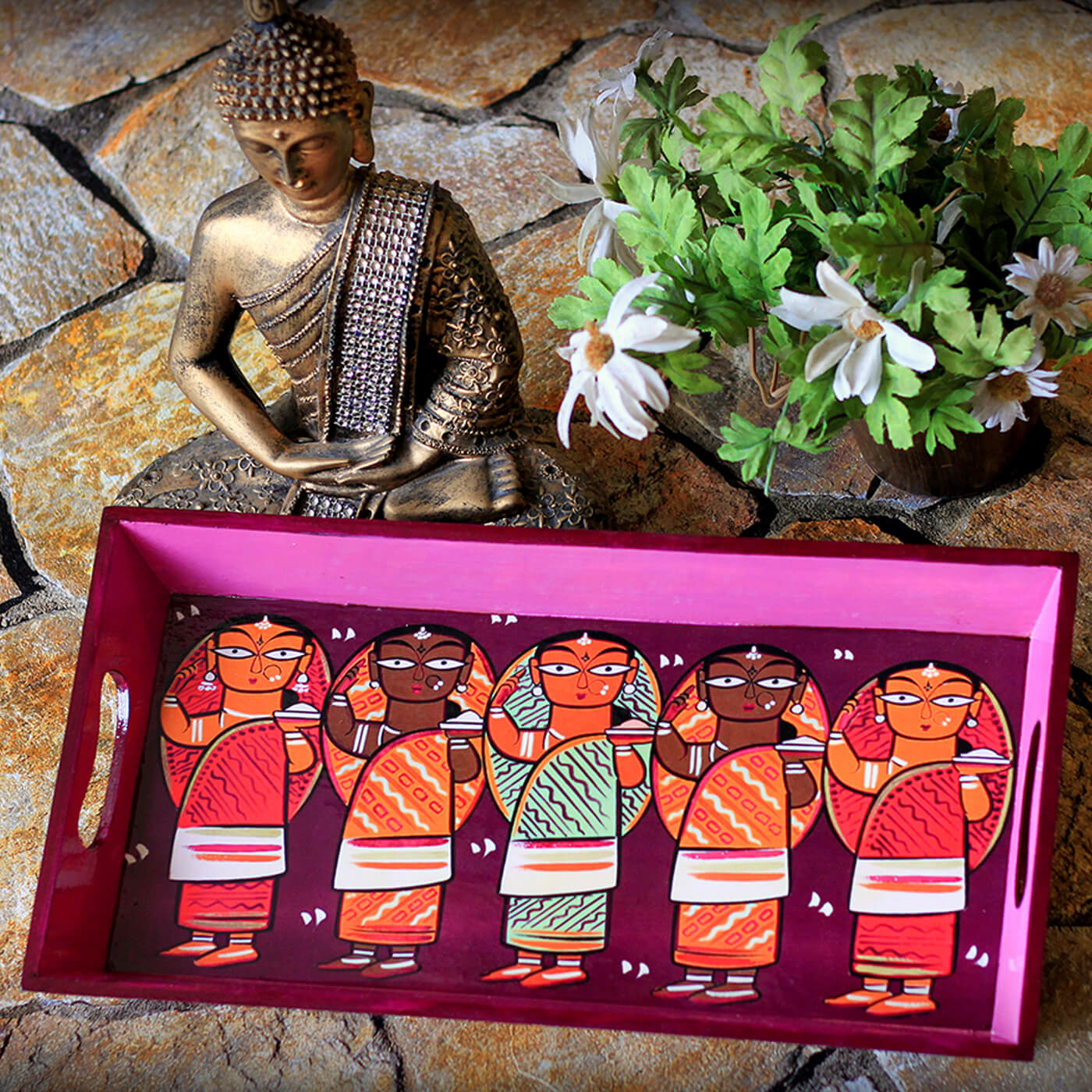 Buy Ethnic Decoupage 5 Ladies MDF Tray - Broad Online On Zwende
