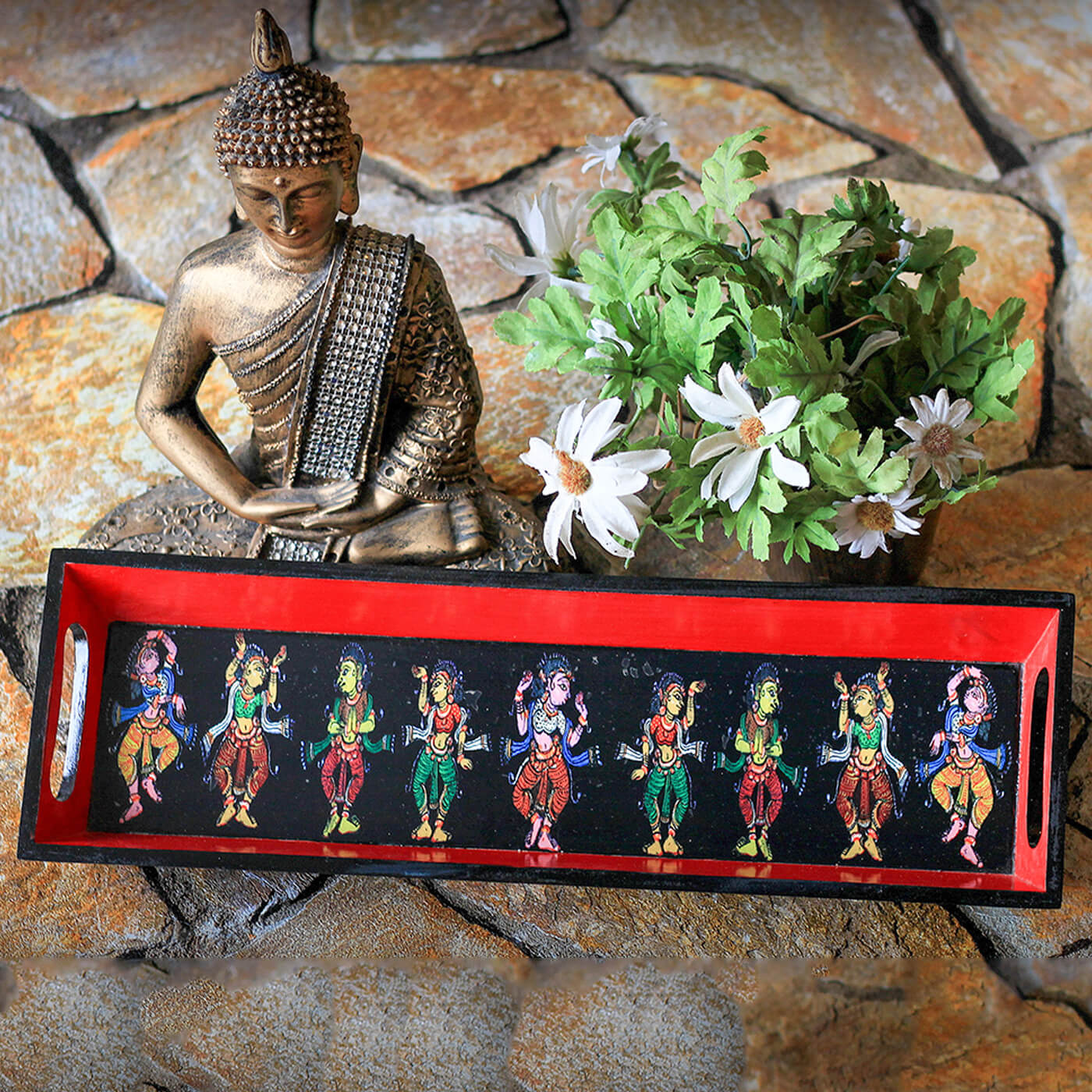 Buy Ethnic Decoupage Dancers MDF Tray - Narrow Online On Zwende