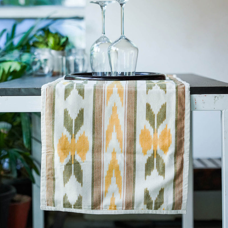 Cotton Table Runner Yellow Ikat – Zwende