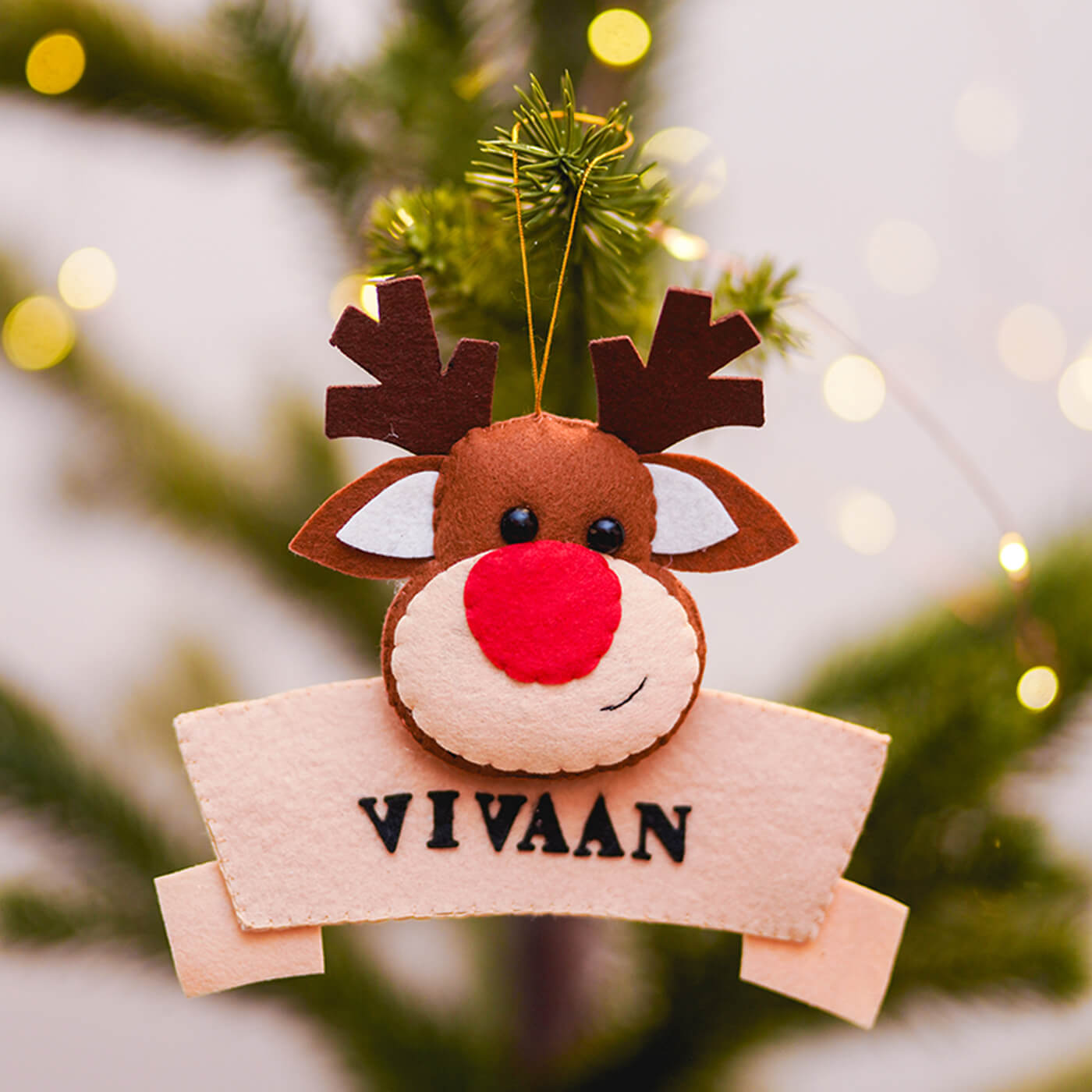 Buy Handmade Personalized Reindeer Felt Ornament For Christmas Tree ...