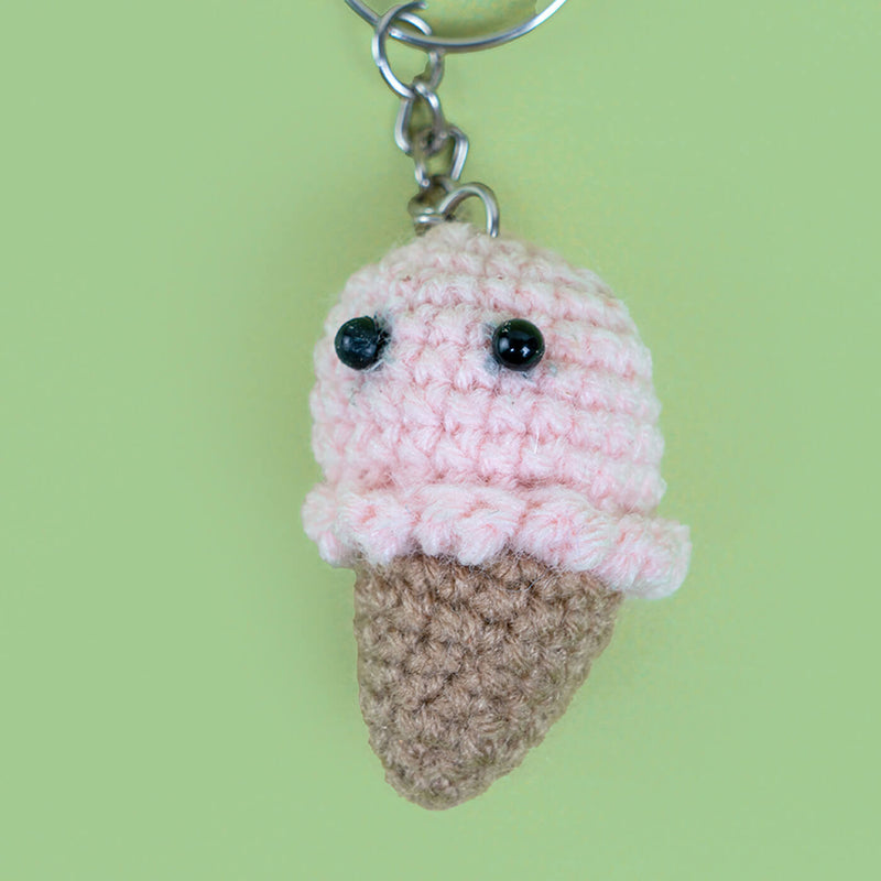 Handmade Crochet Ice Cream Keychain – Zwende