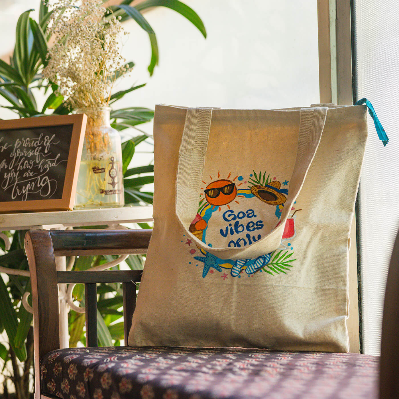 Buy Handpainted Tote Bag - Goa Vibes Online On Zwende