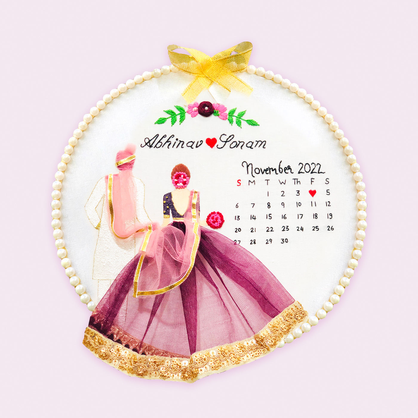 Buy Hand Embroidered Wall Hoop For Couples - Personalized Wedding Gift ...