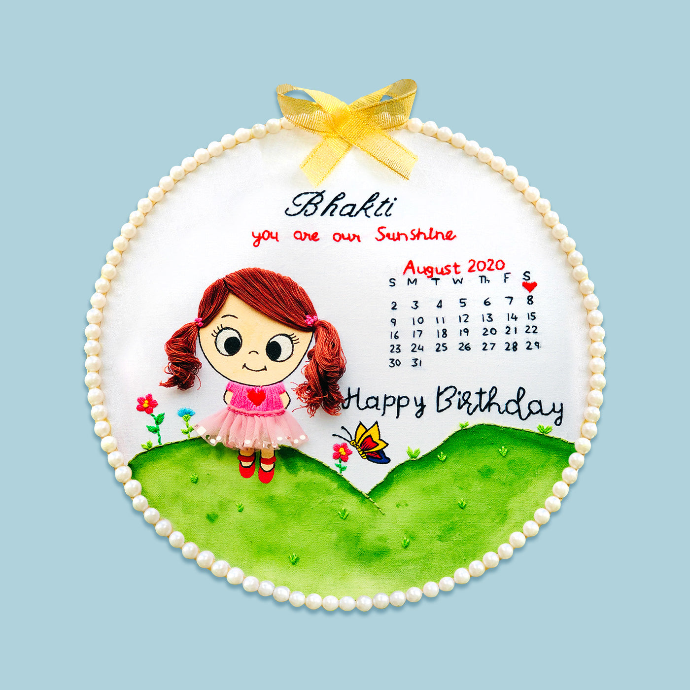 Buy Hand Embroidered Personalized Kids' Birthday Hoop Online On Zwende