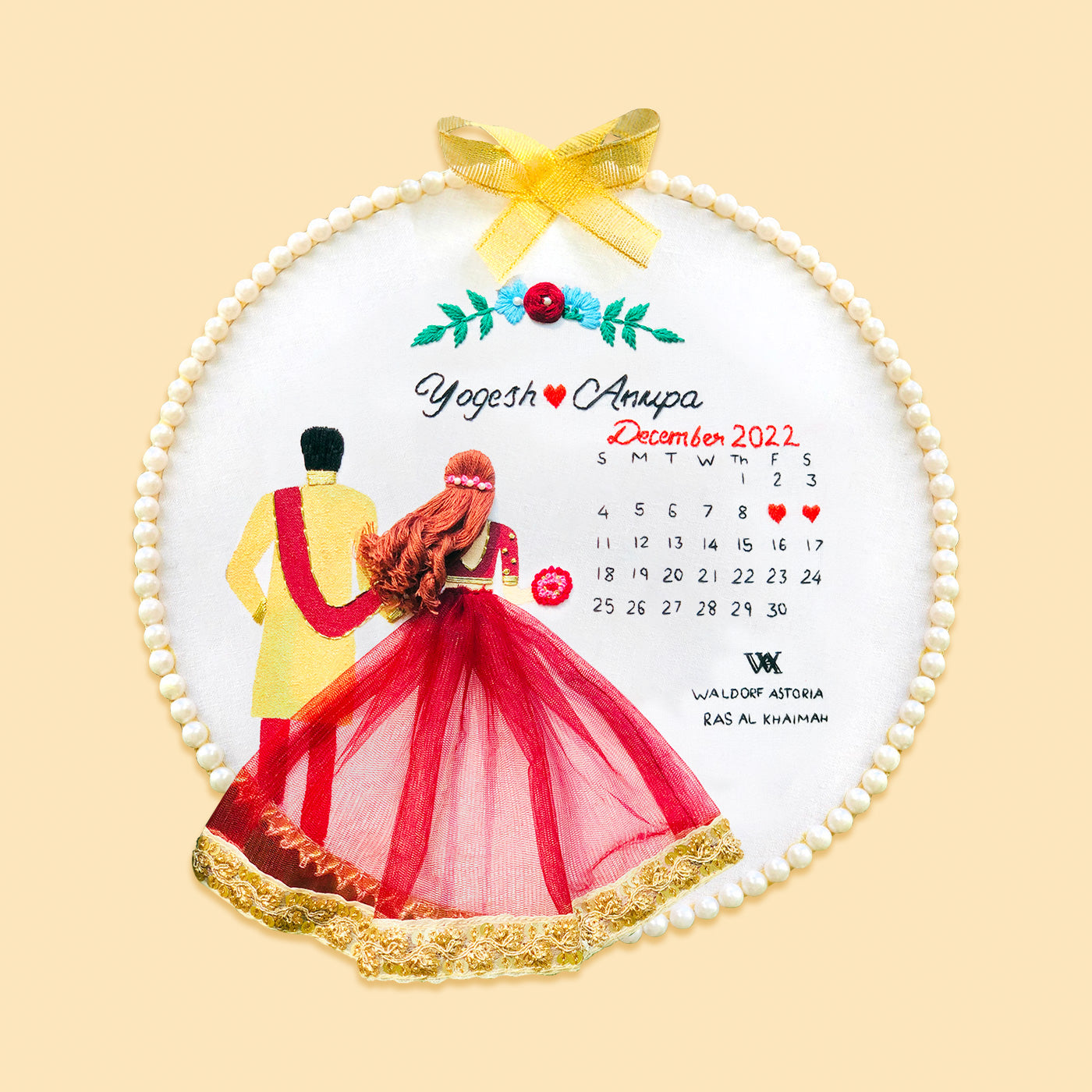 Buy Hand Embroidered Wall Hoop For Couples - Personalized Wedding Gift ...