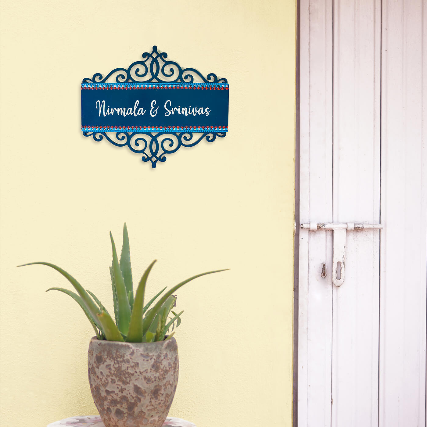 Buy Handpainted Rectangular Victorian Dot Art Nameplate for Couples ...