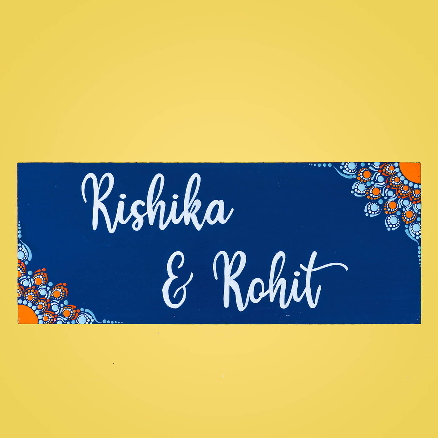 Buy Handpainted Rectangular Mandala Dot Art Nameplate for Couples ...