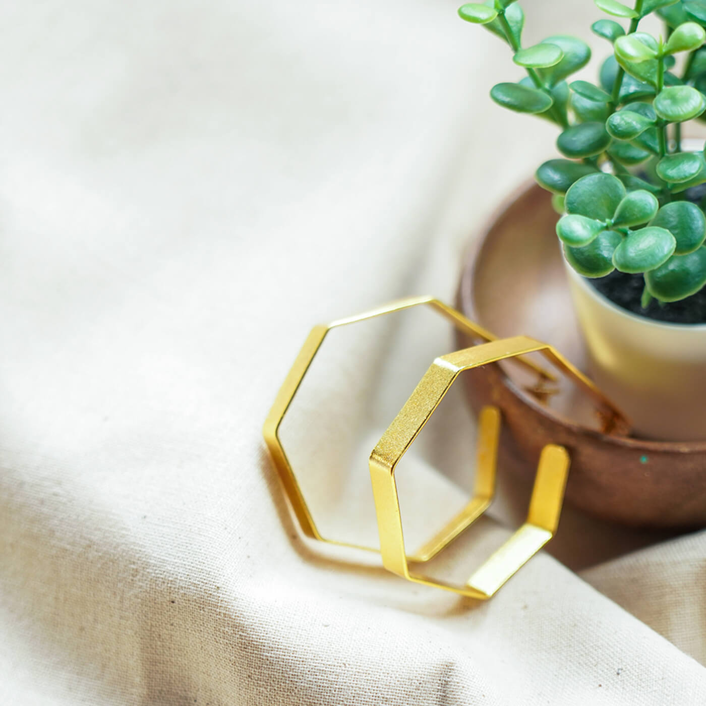 Buy Gold Geometric Style Brass Hoops Online On Zwende