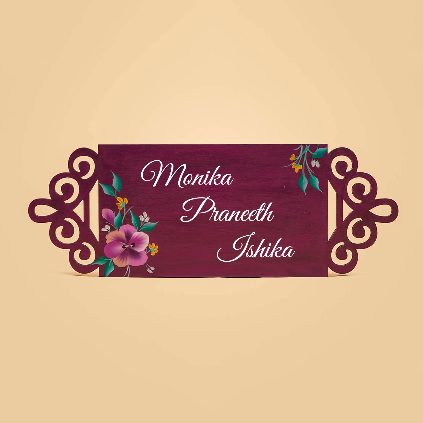 Buy Handpainted Rectangular One Stroke Art Nameboard - Maroon Online On ...
