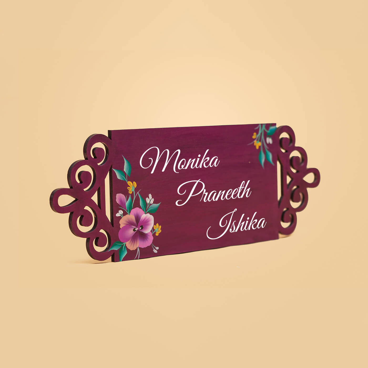 Buy Handpainted Rectangular One Stroke Art Nameboard - Maroon Online On ...