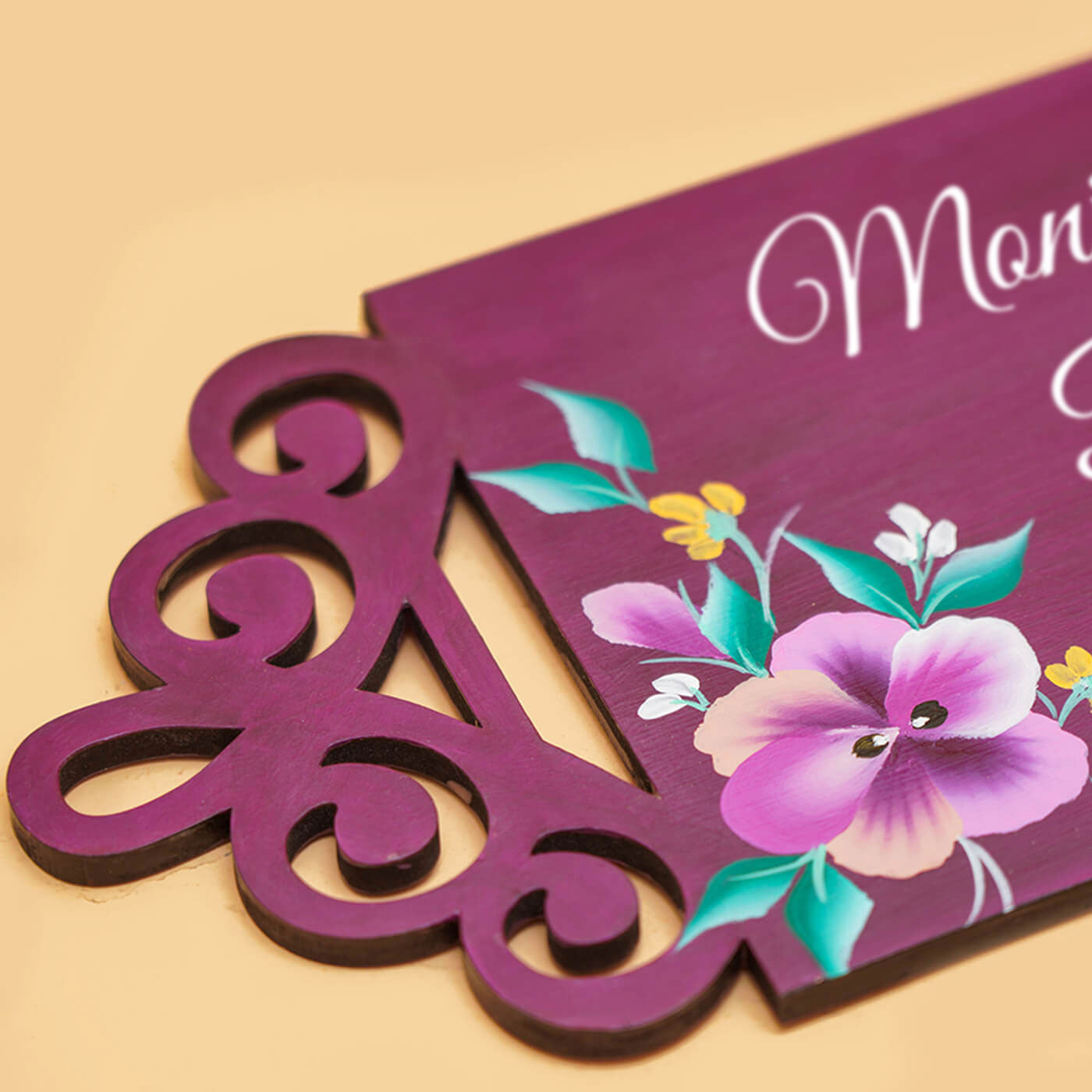 Buy Handpainted Rectangular One Stroke Art Nameboard - Maroon Online On ...