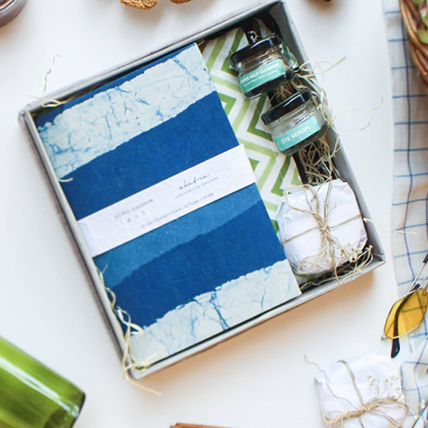 Sustainable Indigo Stripes Wellness Hamper - Ekatra Handmade – Zwende