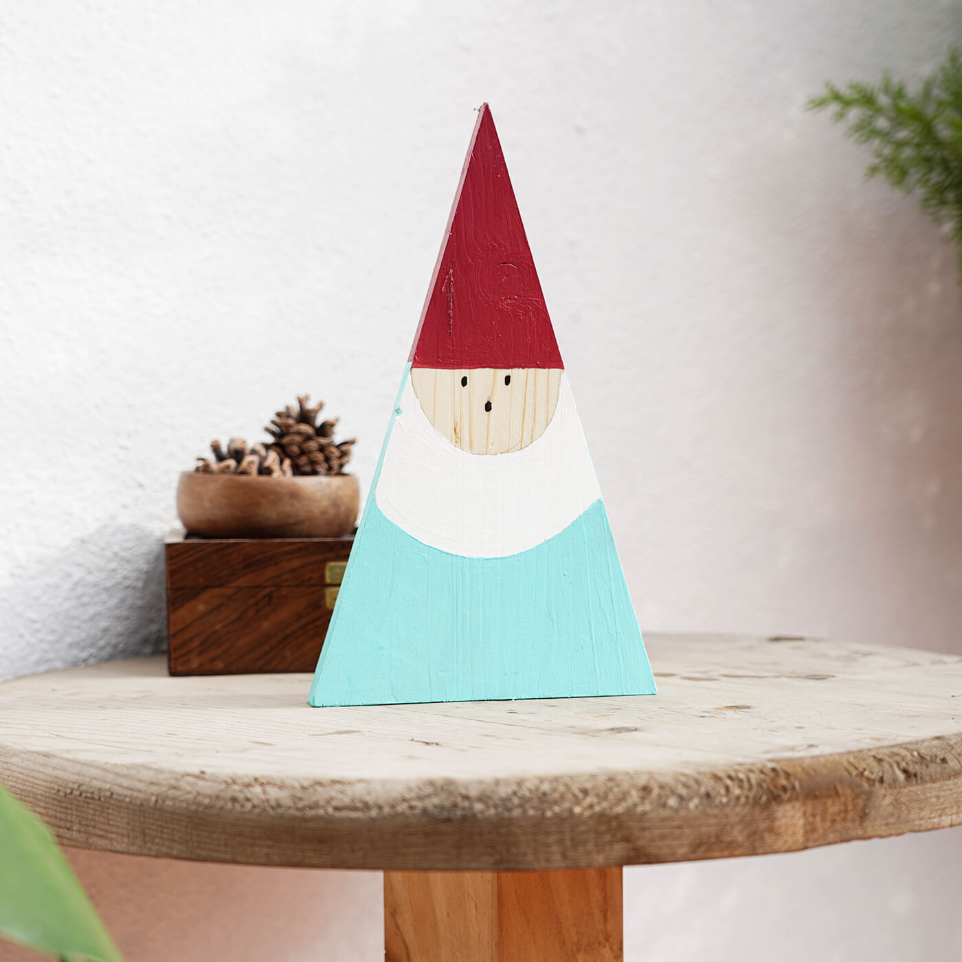 Buy Hand-Painted "Mountain Santa" Wooden Table Decor For Christmas ...