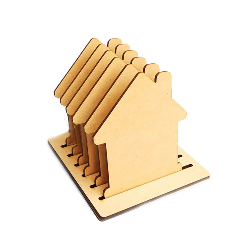 Ready-To-Paint MDF House-Shaped Coaster Bases with Stand - KP080 – Zwende