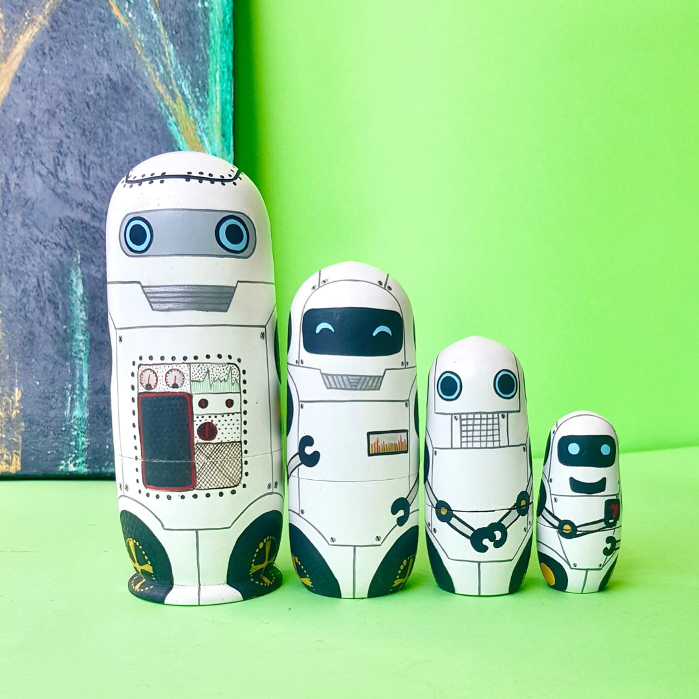 Buy Robo Cop Wooden Dolls - Set of 4 Online On Zwende