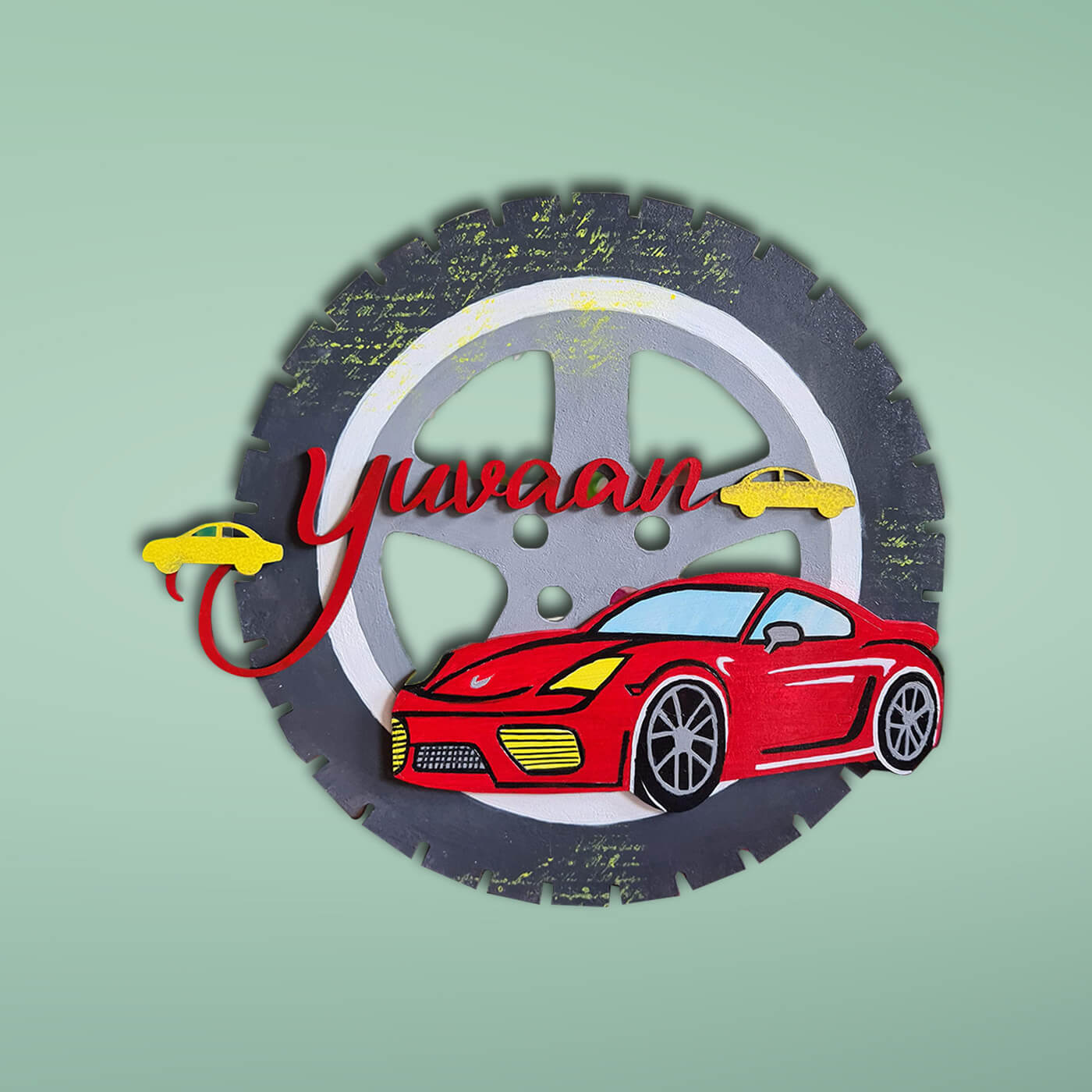 Buy Car With Tyre Nameboard for Kids Online On Zwende