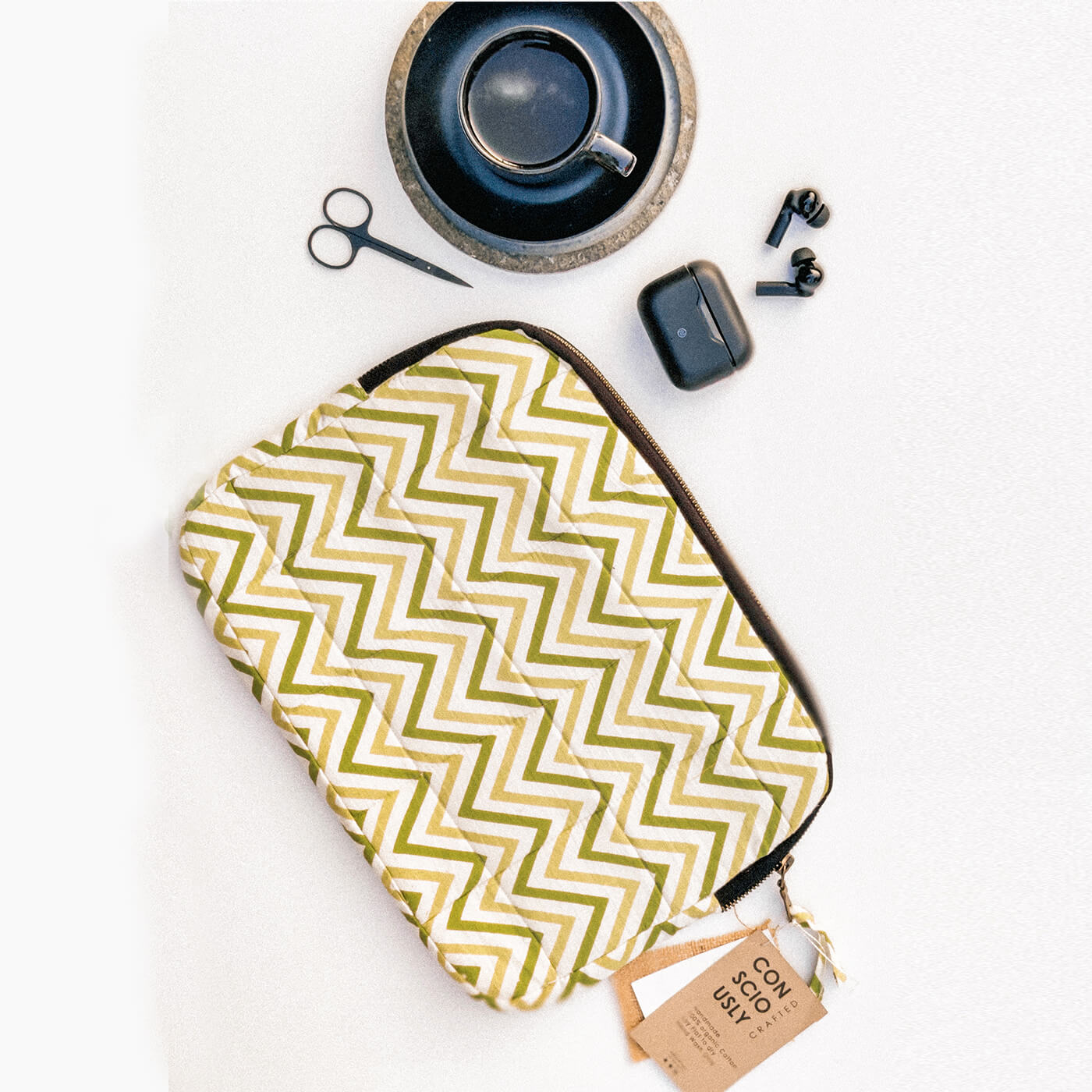Green Chevron Laptop Sleeve - Ekatra Handmade – Zwende