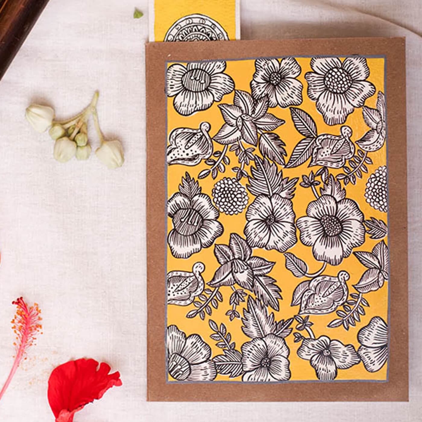 Buy Hand-painted Diary - Yellow Floral Estate Online On Zwende