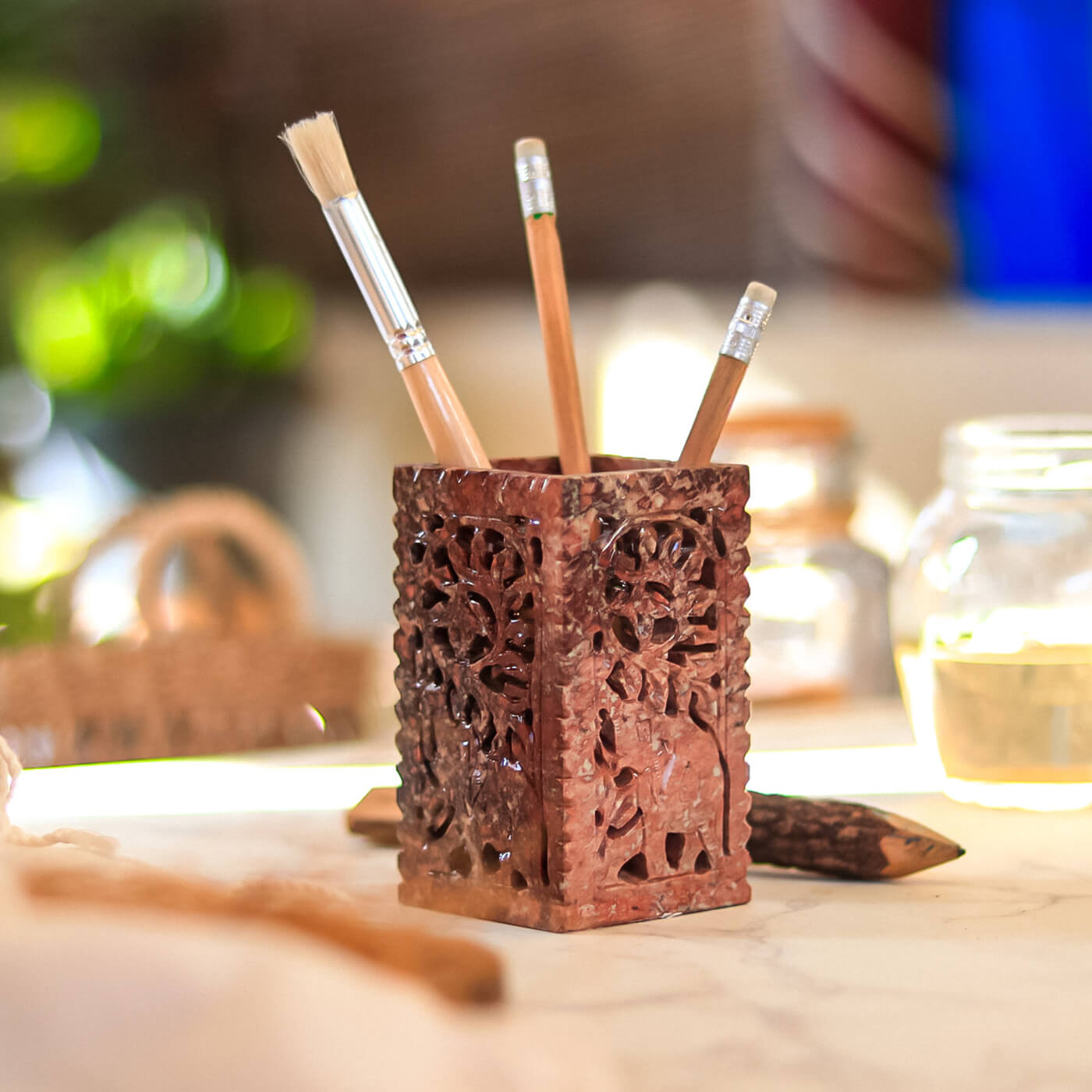 Buy Gaura Stone Pen Stand Online On Zwende