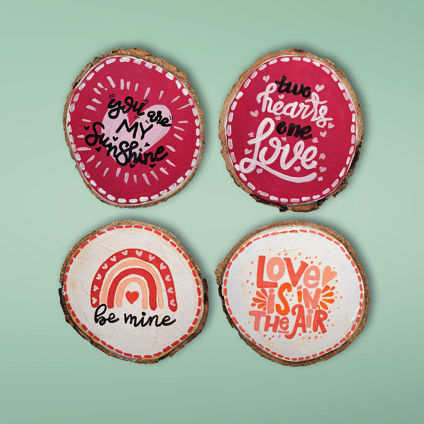 Buy Gift of Love Bark Edged Coasters for Couples - Set of 4 Online On ...