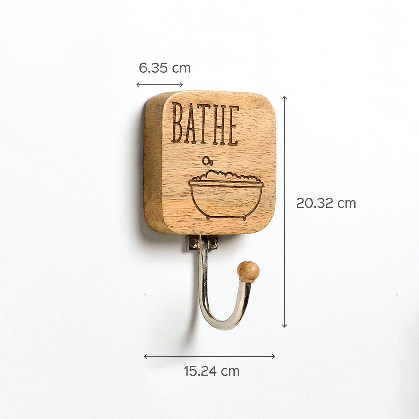 Buy Etched Wood Utlity Hooks for Washrooms - Set of 3 Online On Zwende