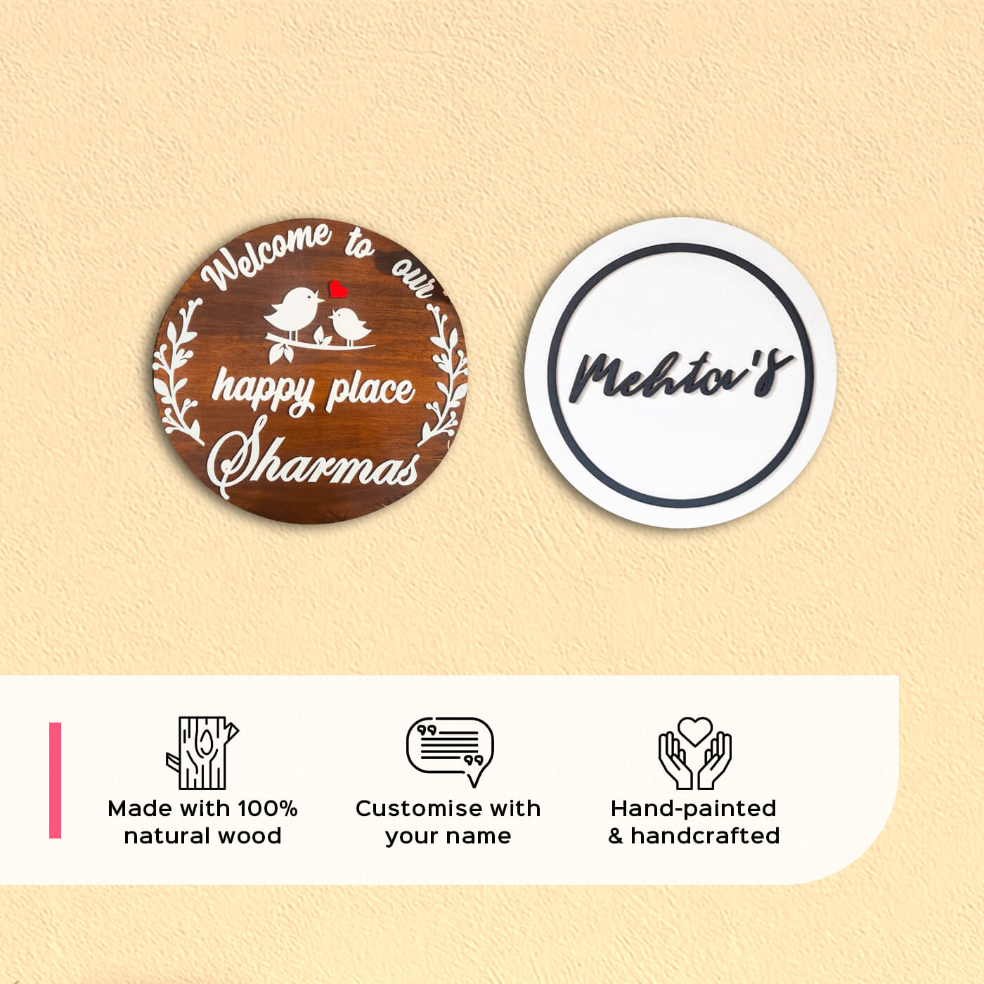 Buy Round Wooden Family Name Board Online On Zwende