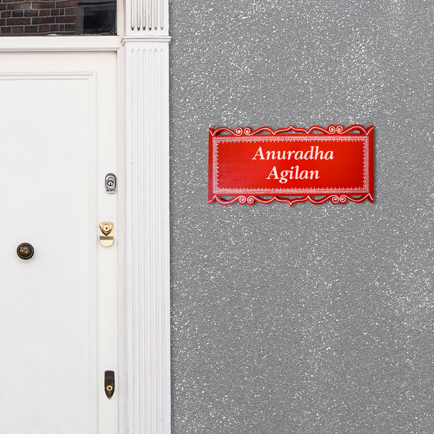 Buy Hand Painted Aipan Art Wooden Personalised Rectangular Nameplate ...