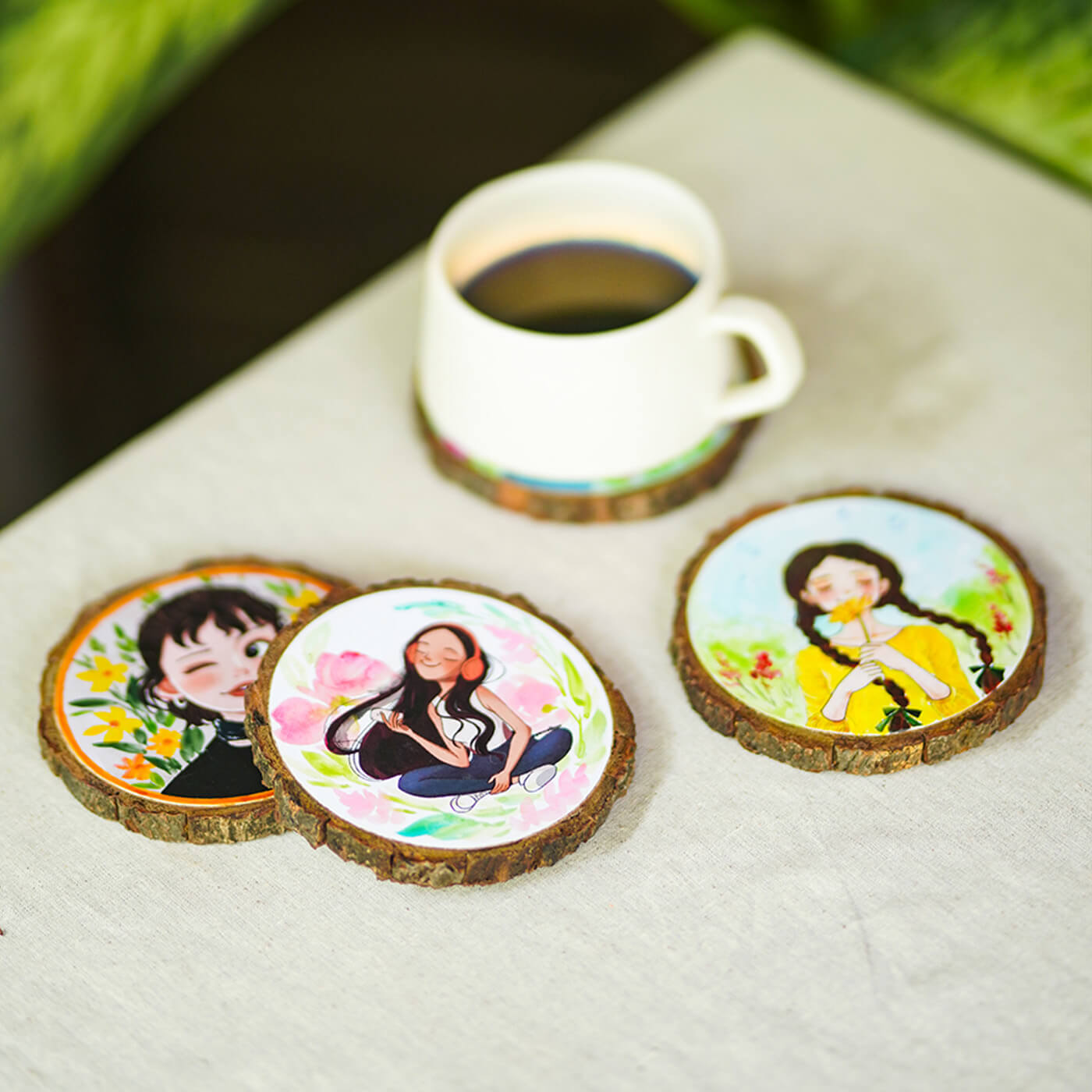 Buy Quirky Hand-painted Character Coasters For Sisters - Set of 4 ...