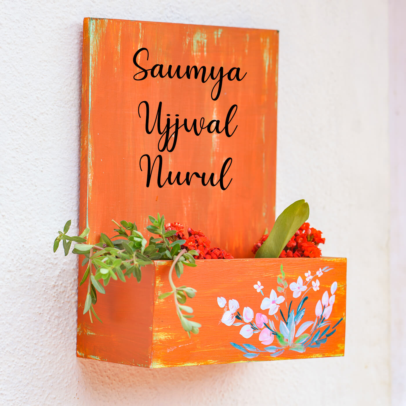 Buy Handpainted Vertical Planter Board With Artwork Online On Zwende