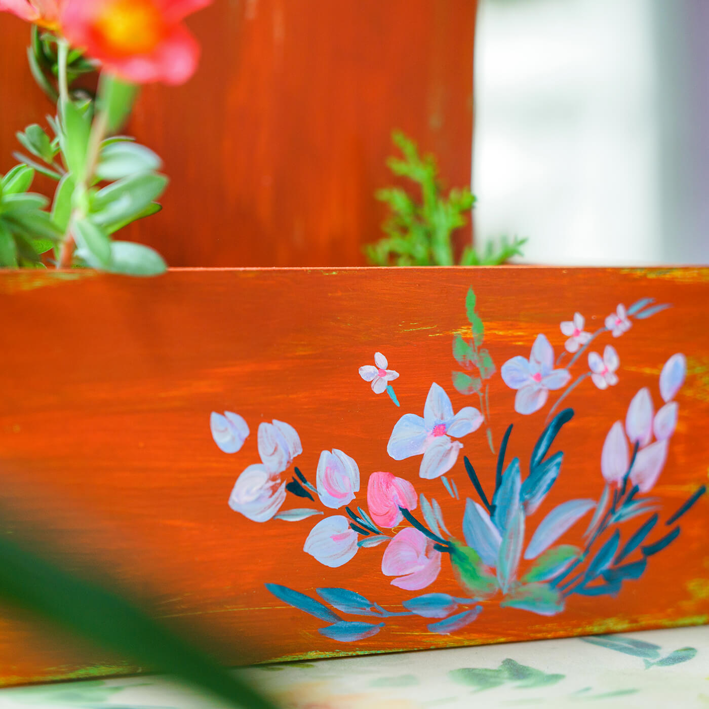 Buy Handpainted Vertical Planter Board With Artwork Online On Zwende