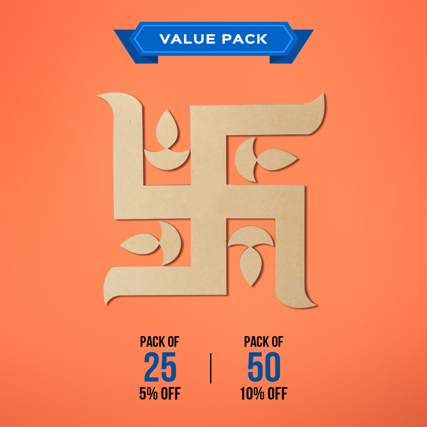 Buy Saver Bundle - Ready to Paint MDF Swastik Rangoli Base - TI025 ...