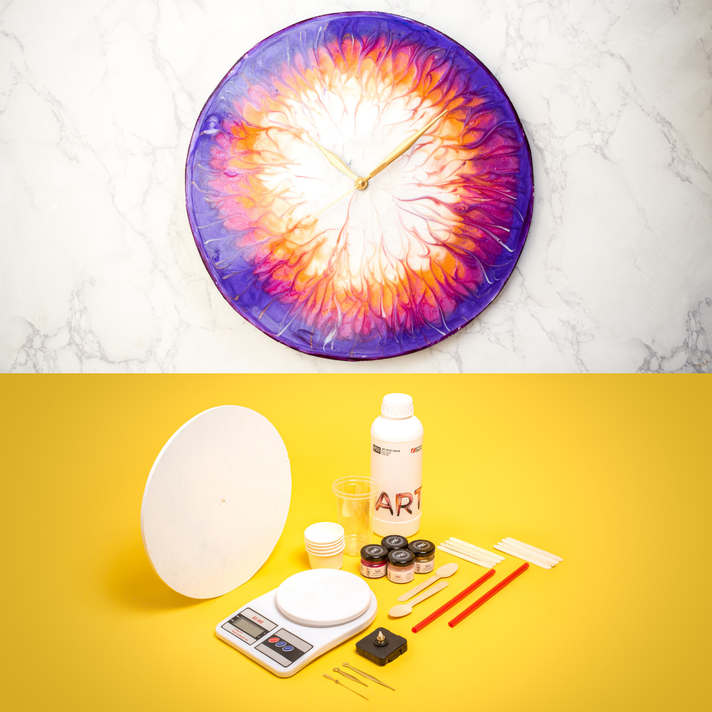 Buy Resin Art - Ready to use DIY Kit - Clock Online On Zwende