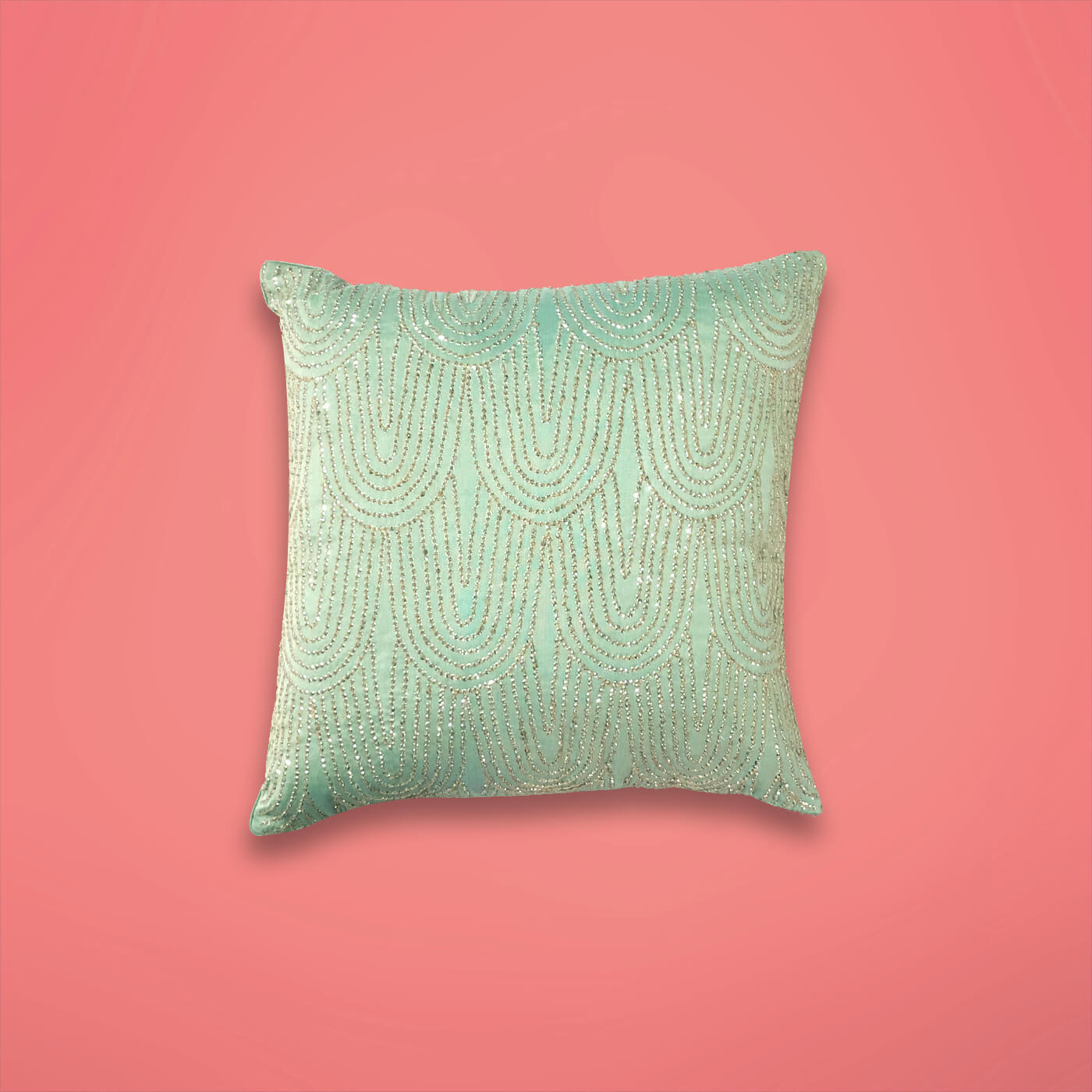Buy Sequined Powder Blue Cushion Online On Zwende