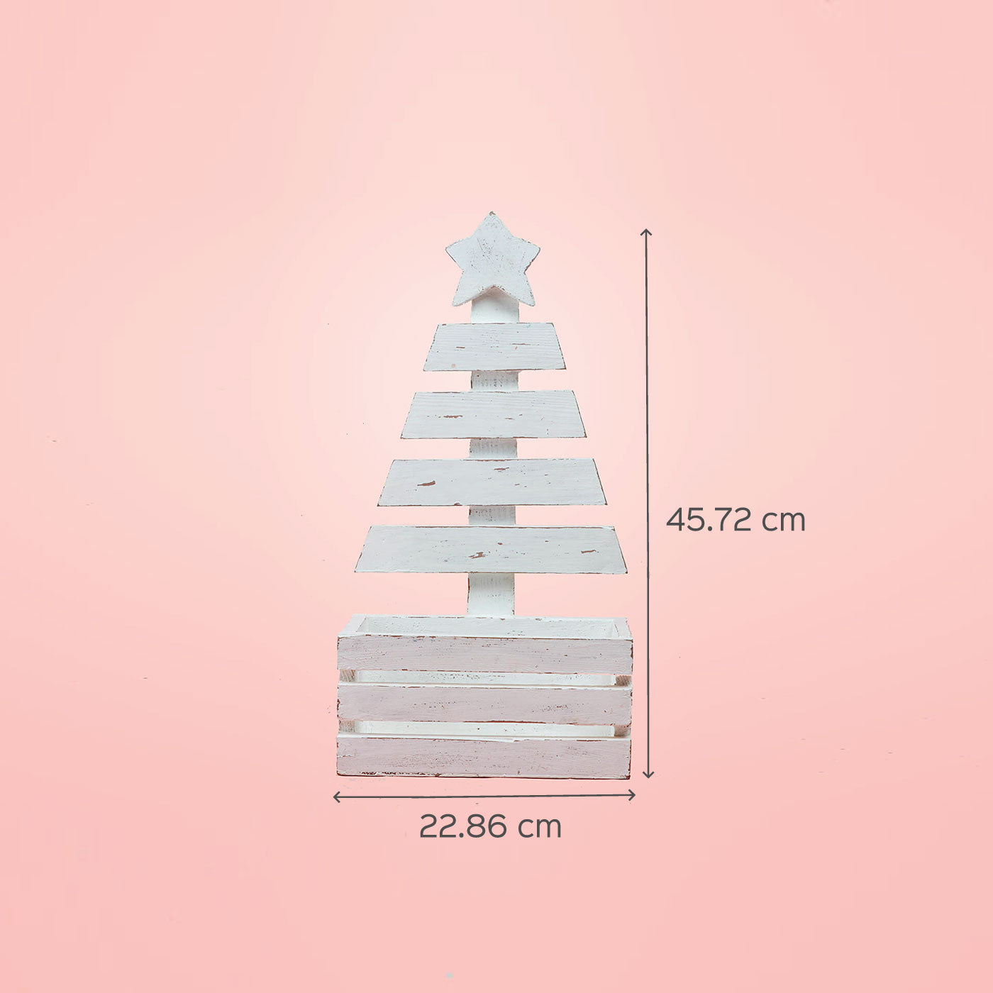 Buy White Wooden Christmas Tree with Basket - Small Online On Zwende