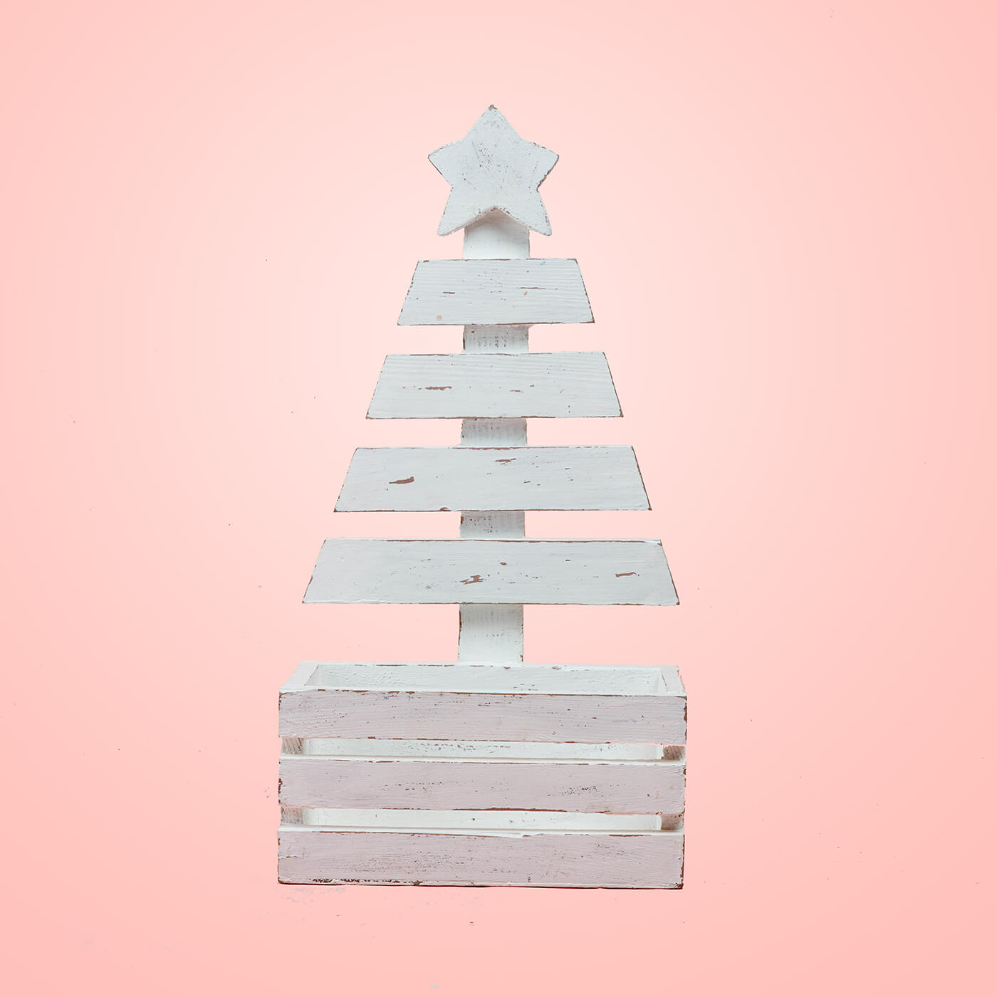 Buy White Wooden Christmas Tree with Basket - Small Online On Zwende