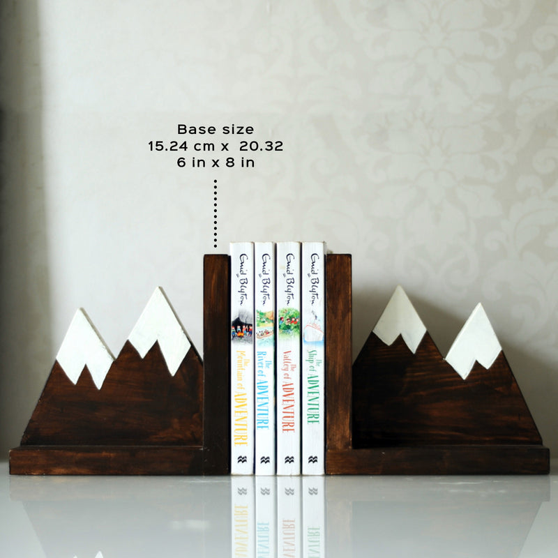 Handcrafted Wooden Mountain Bookends – Zwende