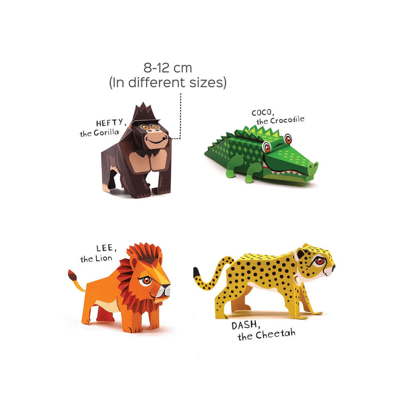 Mini Endangered Animals Paper Craft DIY Kit - Set of 6 – Zwende