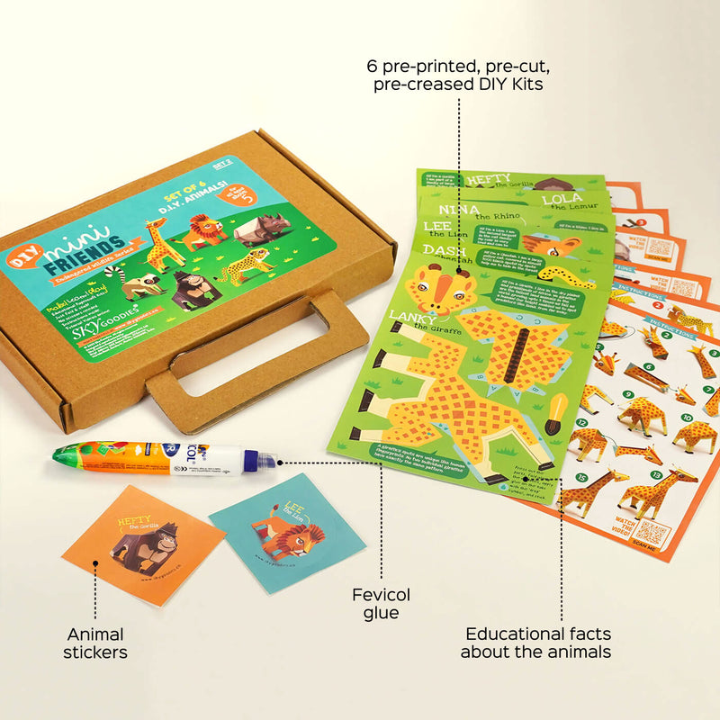 Mini Endangered Animals Paper Craft DIY Kit - Set of 6 – Zwende