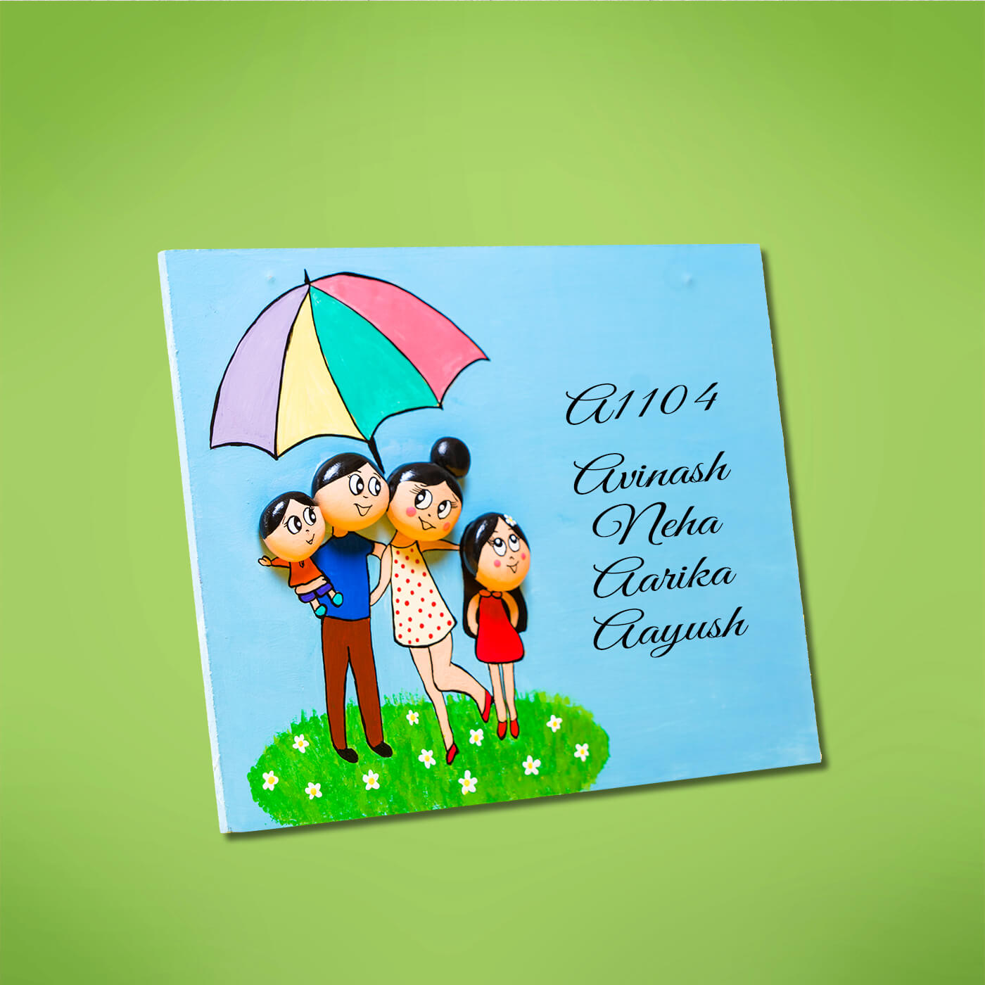 Buy Handpainted Clay Pebble Nameboard for Family Online On Zwende