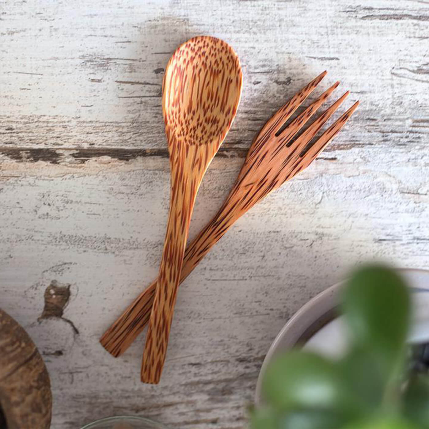 Buy Coconut Shell Forks and Spoons - Set of 4 Online On Zwende