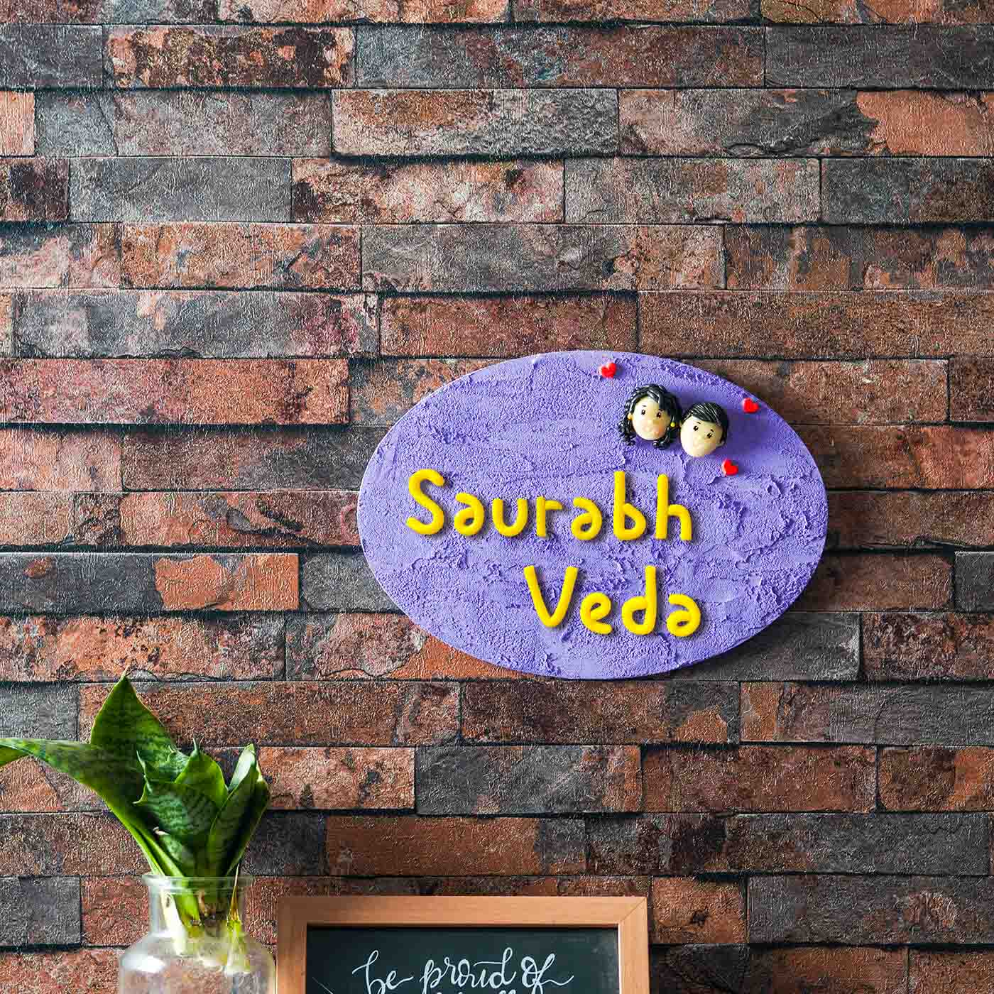Buy Clay Nameplate for Couples Online On Zwende