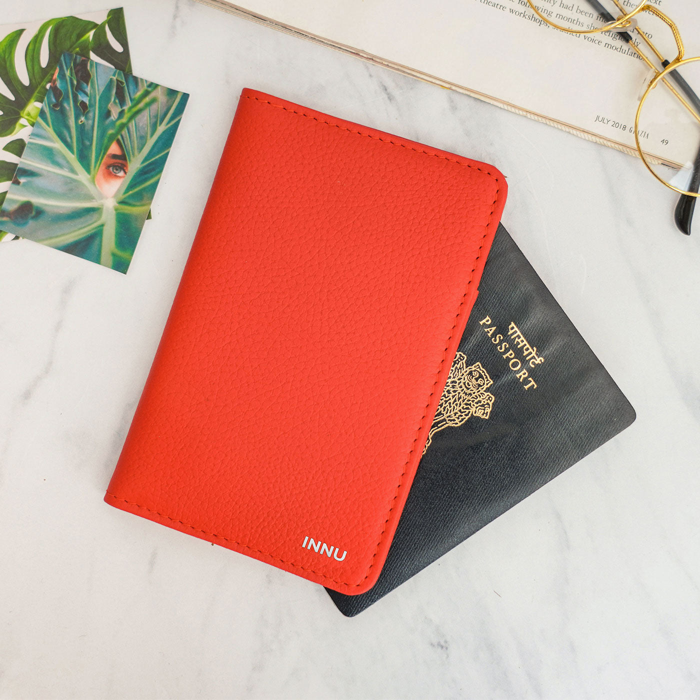 Buy Customizable Leather Passport & Currency Case with Names Online On ...
